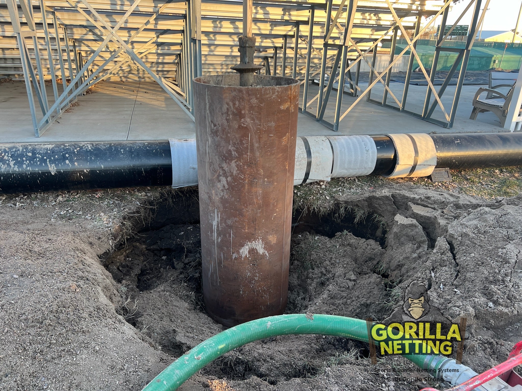 Cable Suspended Tie-Back Backstop Netting Installation at Bill Wood ...