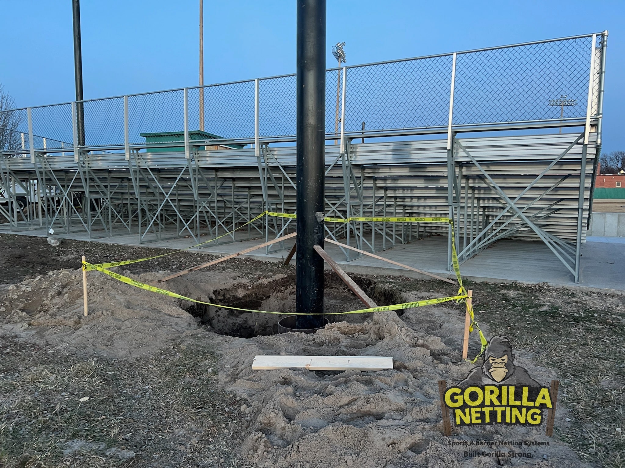 Cable Suspended Tie-Back Backstop Netting Installation at Bill Wood ...