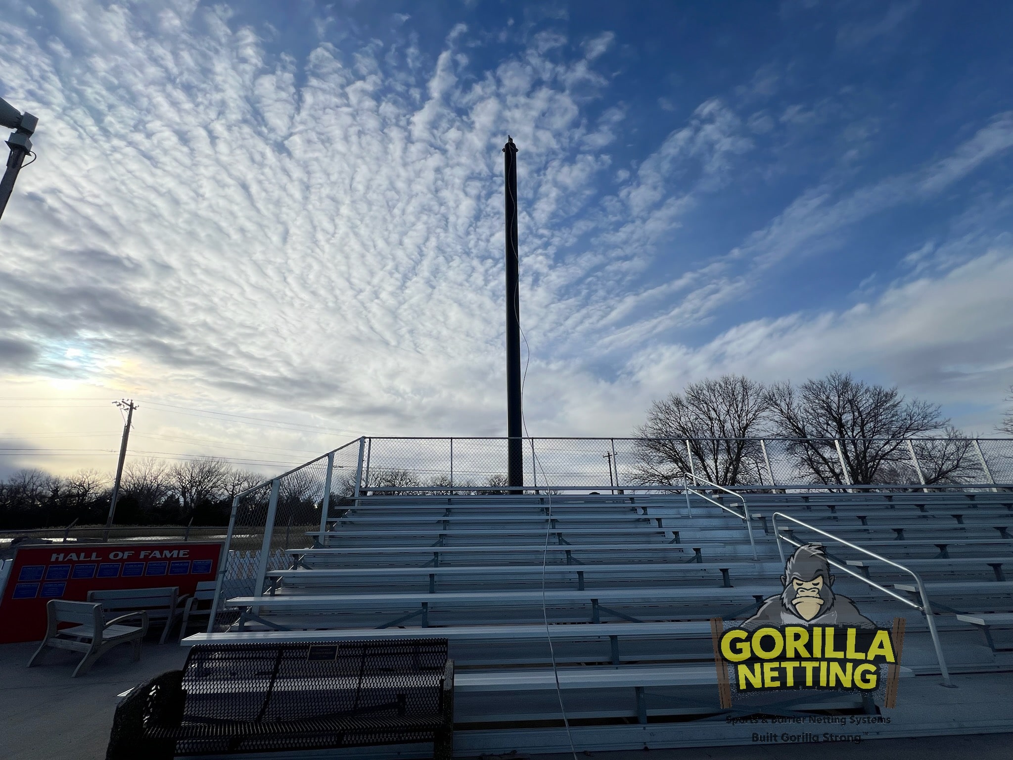 Cable Suspended Tie-Back Backstop Netting Installation at Bill Wood ...