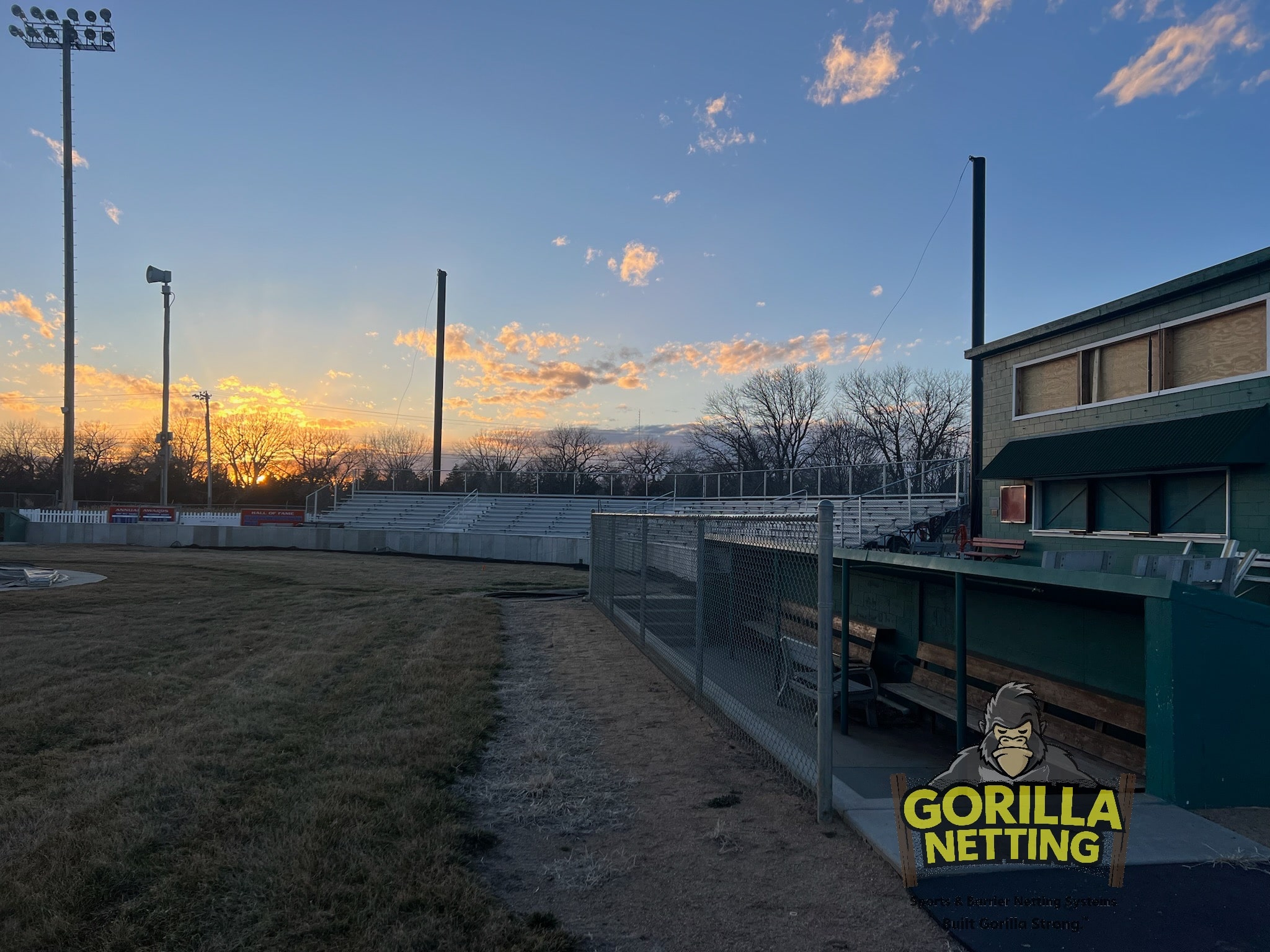 Cable Suspended Tie-Back Backstop Netting Installation at Bill Wood ...