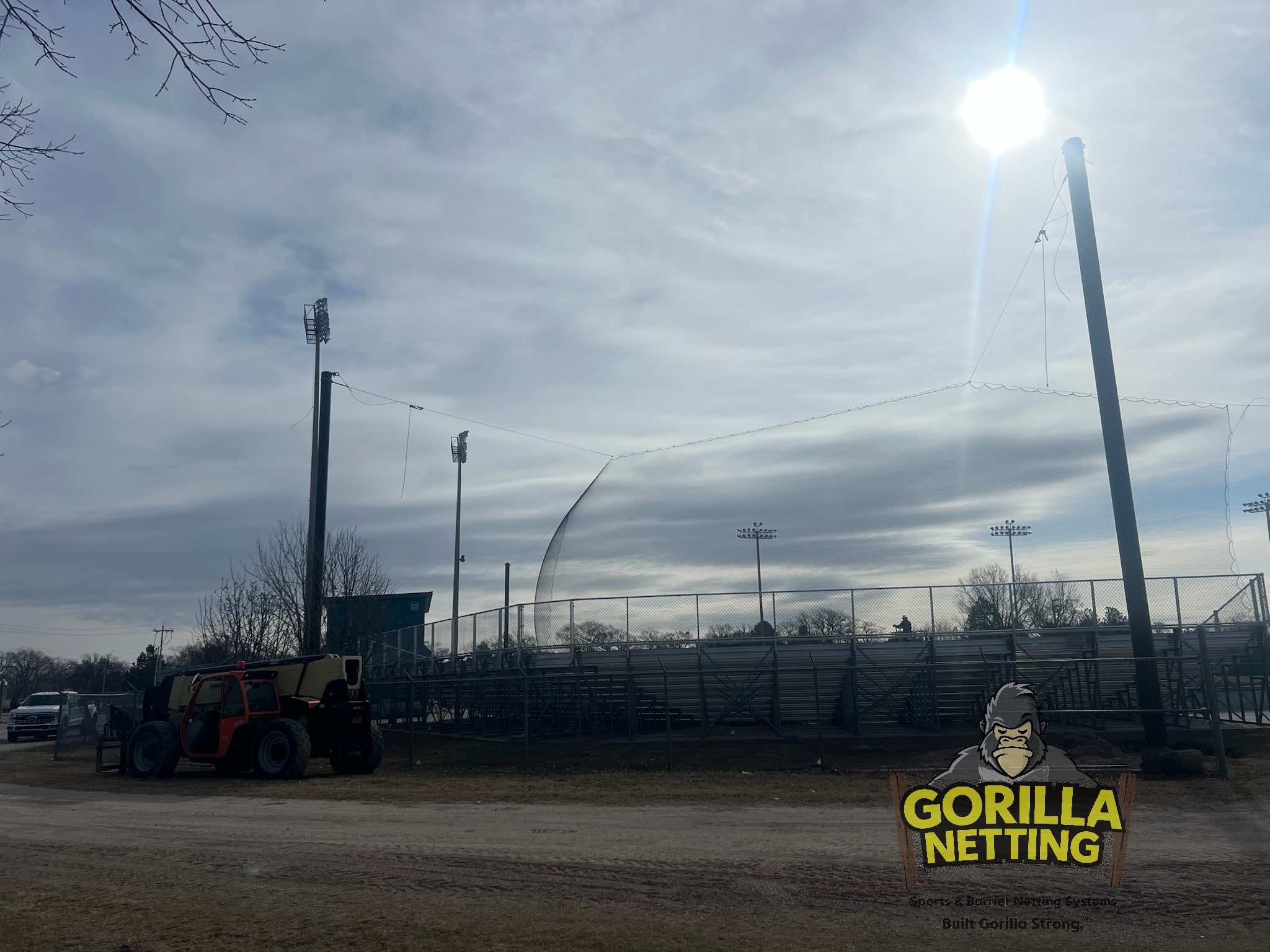 Cable Suspended Tie-Back Backstop Netting Installation at Bill Wood ...