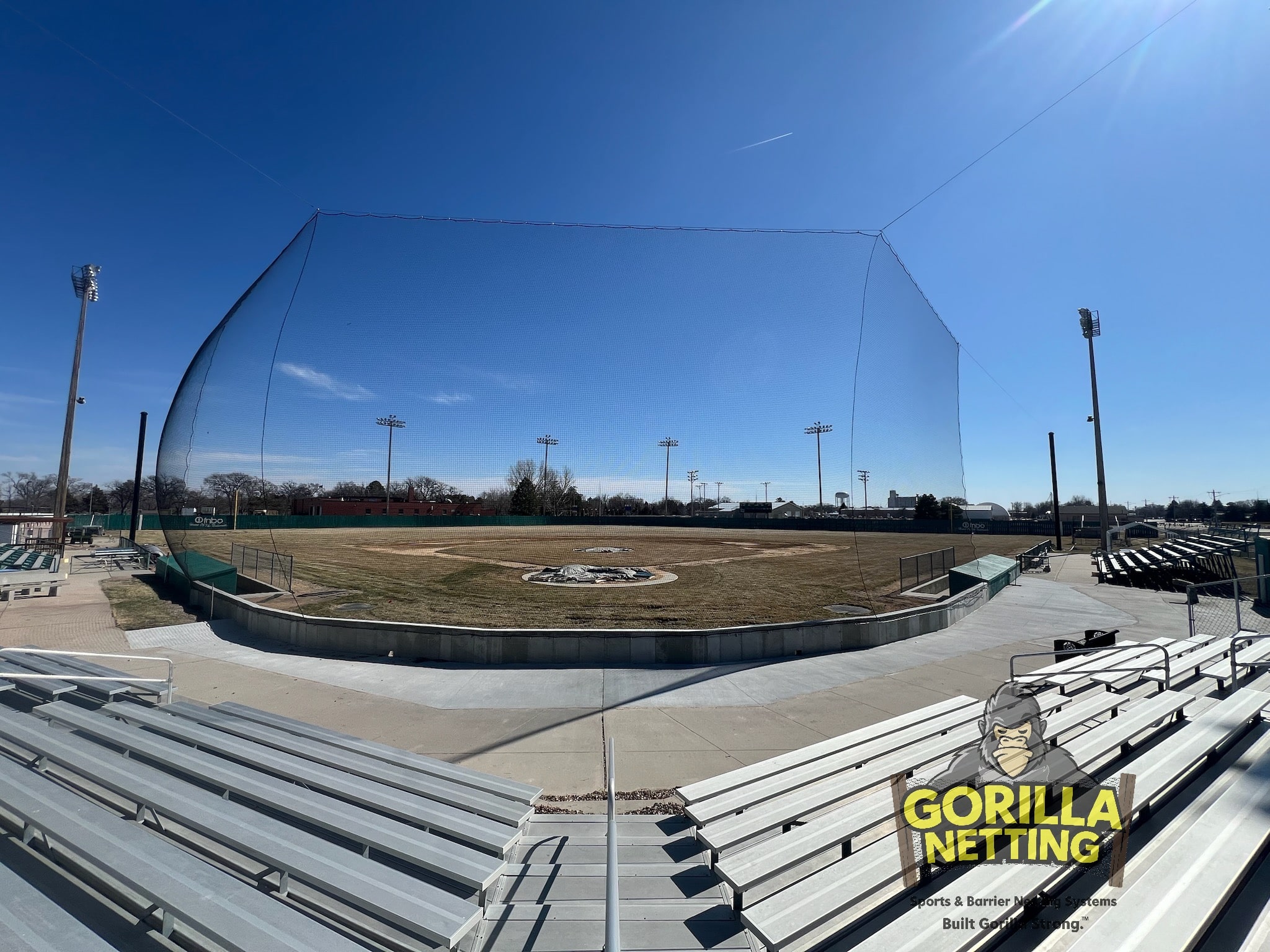 Cable Suspended Tie-Back Backstop Netting Installation at Bill Wood ...