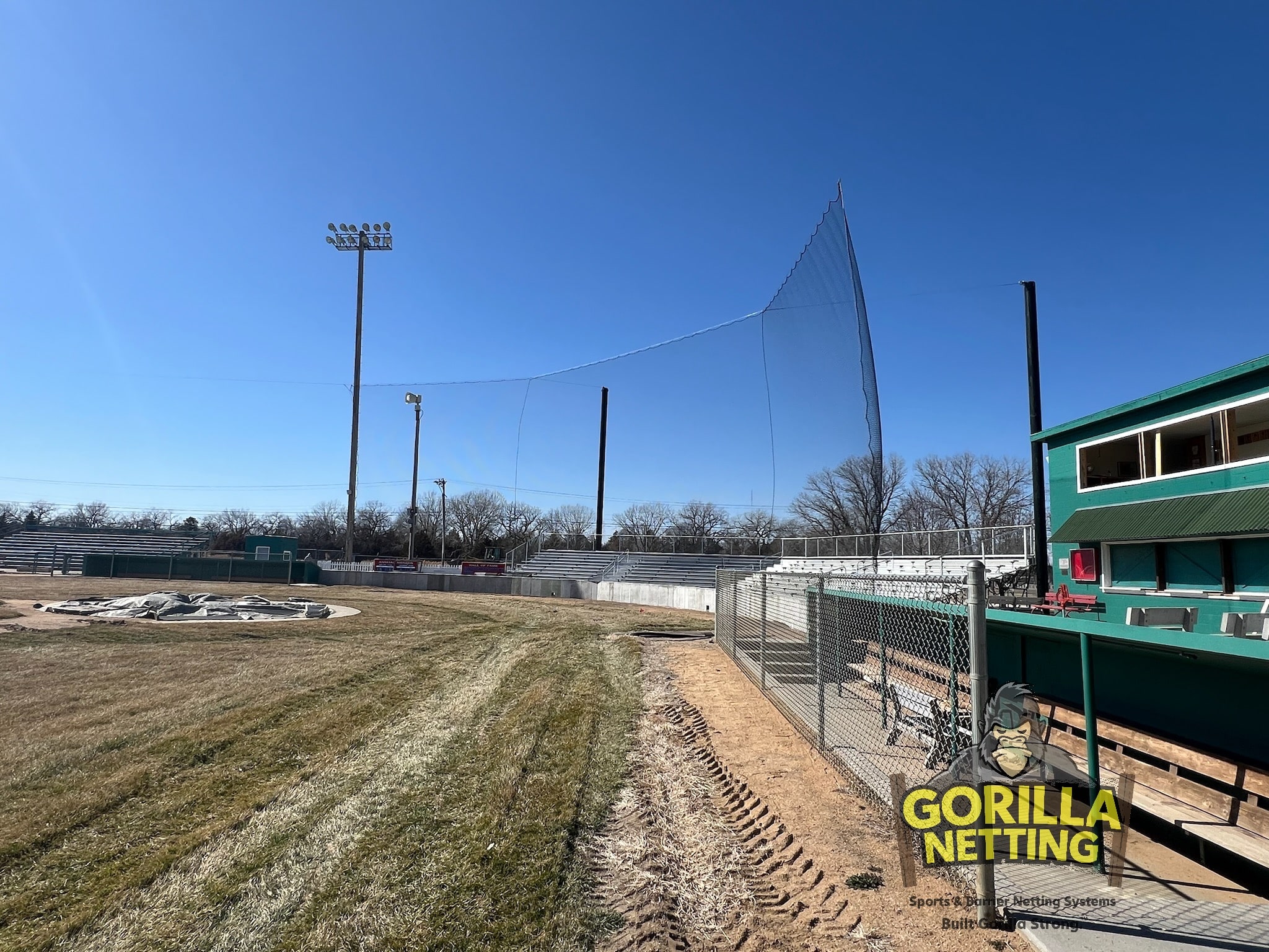 Cable Suspended Tie-Back Backstop Netting Installation at Bill Wood ...